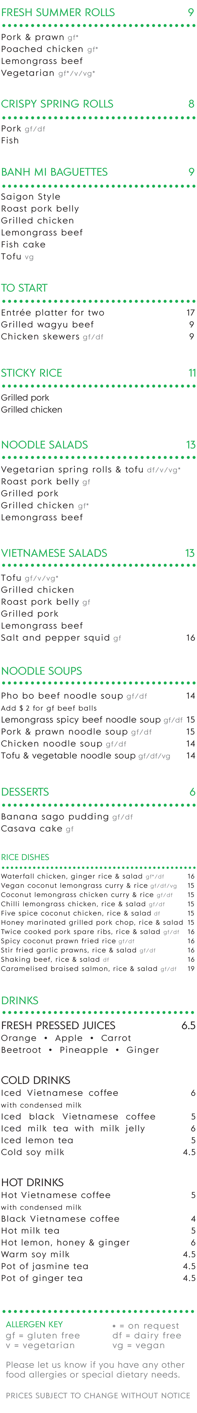 Menus – Saigon Corner